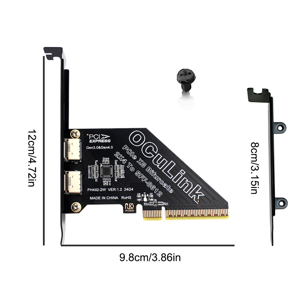 PCIeX8 To 2 Port Oculink SFF 8611 & 8612 Expansion Adapter Support PCIe ...