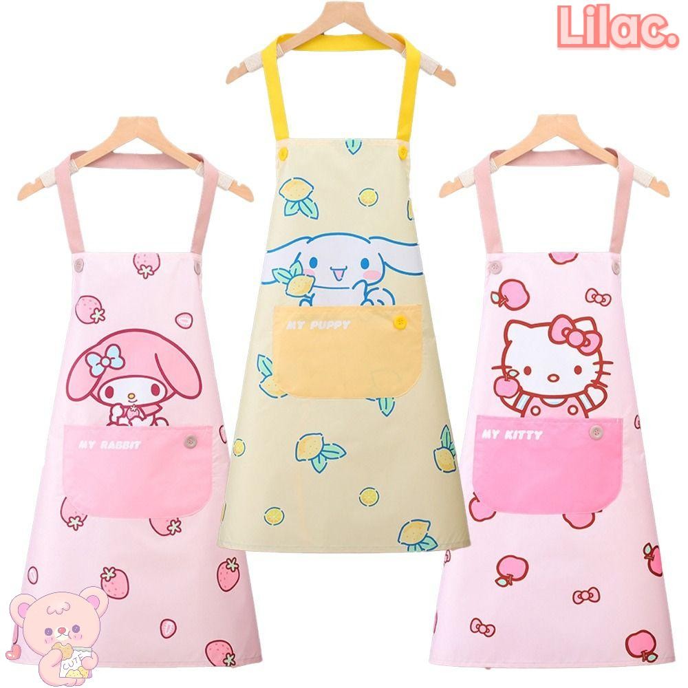 LILAC Women's Apron, Cartoon Anime Hello Kitty My Melody Work Clothes ...