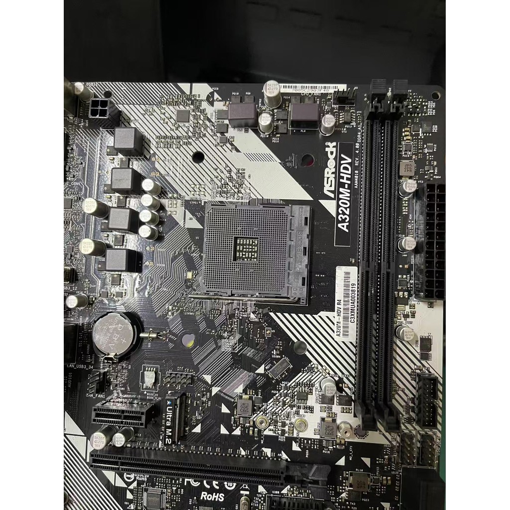 Used ASRock A320M-HDV DDR4 MATX AM4 Motherboard Compatible with AMD 1-5 Gen Processors with IO ...