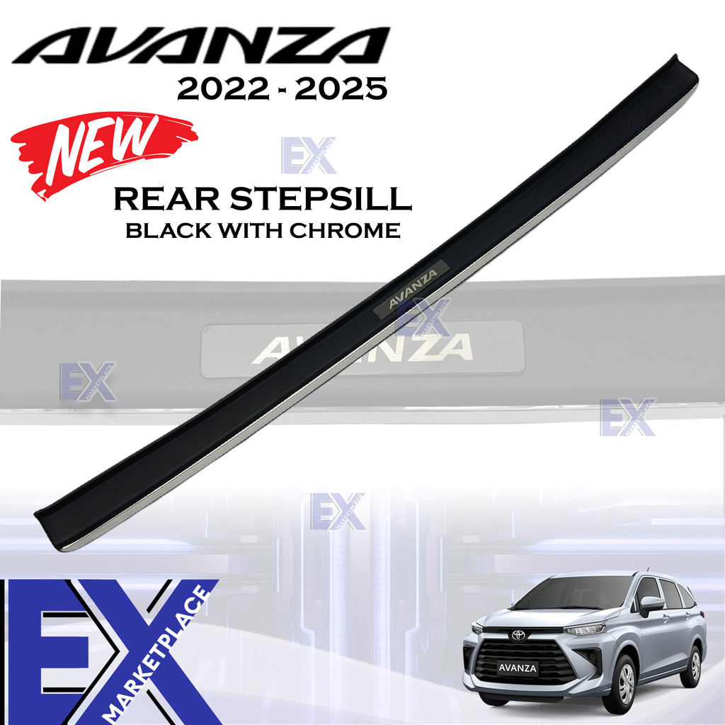 Toyota Avanza 2022 to 2025 OEM Rear Stepsill Black Chrome Guard Step ...
