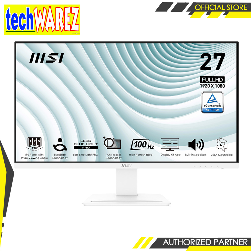 MSI Pro MP273AW - 27-inch 100Hz 16:9 1080p IPS Panel EyeCare WHITE ...
