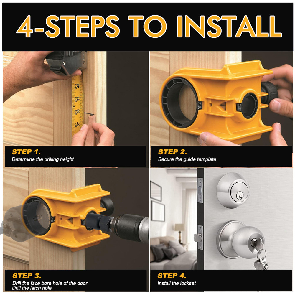 1-3/8-1-3/4inch Wood Door Lock Installation Kit Lockset Guide Hole Saw ...