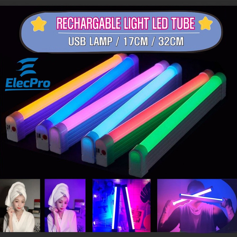 EP Rechargable RGB LED Light Tube USB Lamp Stick Night Light Handheld ...