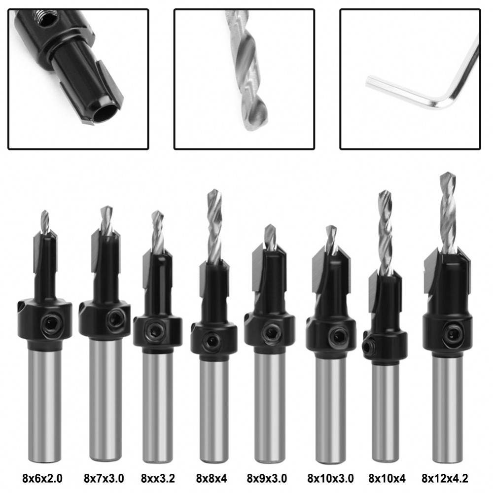 Reliable 8mm Shank HSS Woodworking Countersink Router Bit with Burr ...