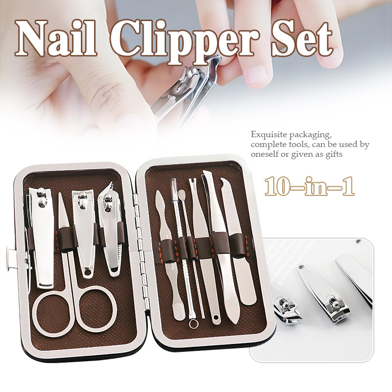 10 IN 1 Manicure Set Pedicure Sets Nail Clipper Stainless Steel ...
