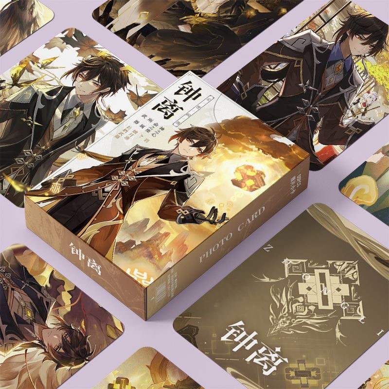 55 PCS ﻿Game Anime Genshin Impact Zhongli Lomo Laser Card | Shopee ...