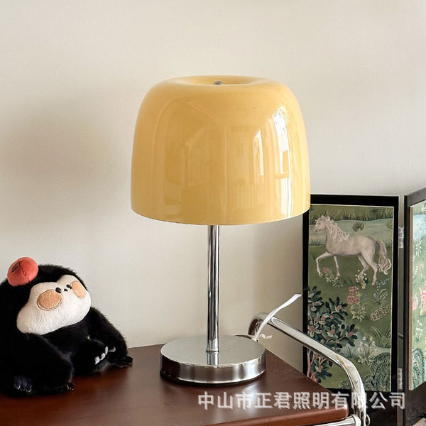 dim light night bedroom lamp shade bedroom ins style cream glass table ...