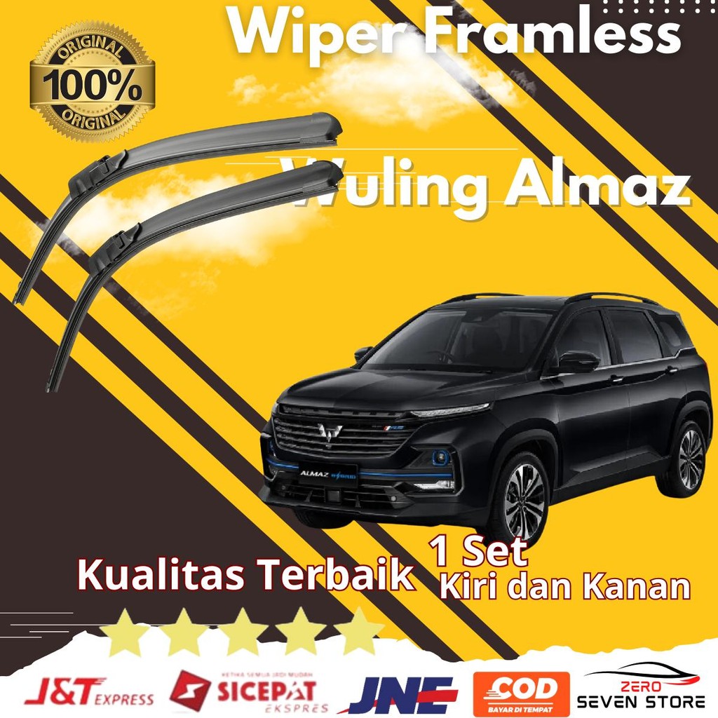 Wuling Almaz Frameless Car Wipers Pair of 2 PCS Left and Right Without ...