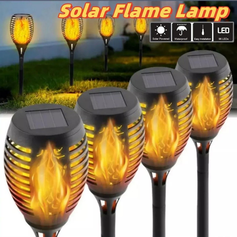 Christmas LED Flame Torch Solar Flame Lights Waterproof Outdoor Garden ...