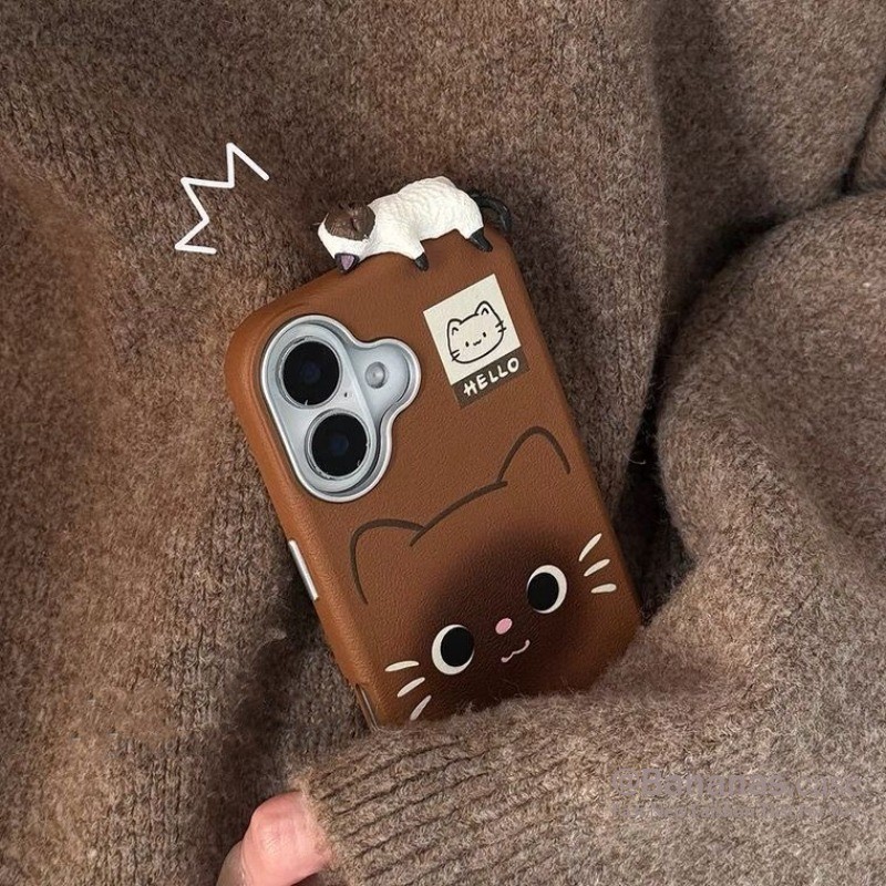 iPhone 16 15 14 13 12 11 Pro Max X Xr Xs Max Phone Case Ins 3D DIY Cartoon Cute Bow Cat Soft ...