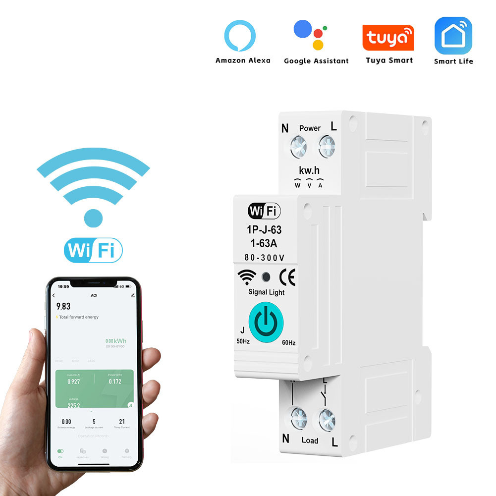Tuya WIFI Smart Time Switch Energy Meter KWH Monitoring Timer Relay 1P ...