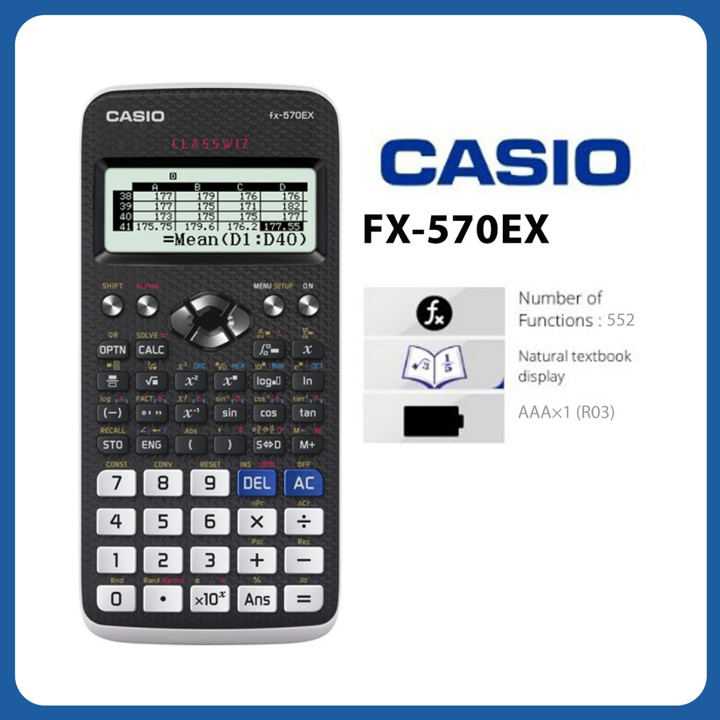 Casio FX-570EX Black Scientific Calculator High Performance Function ...