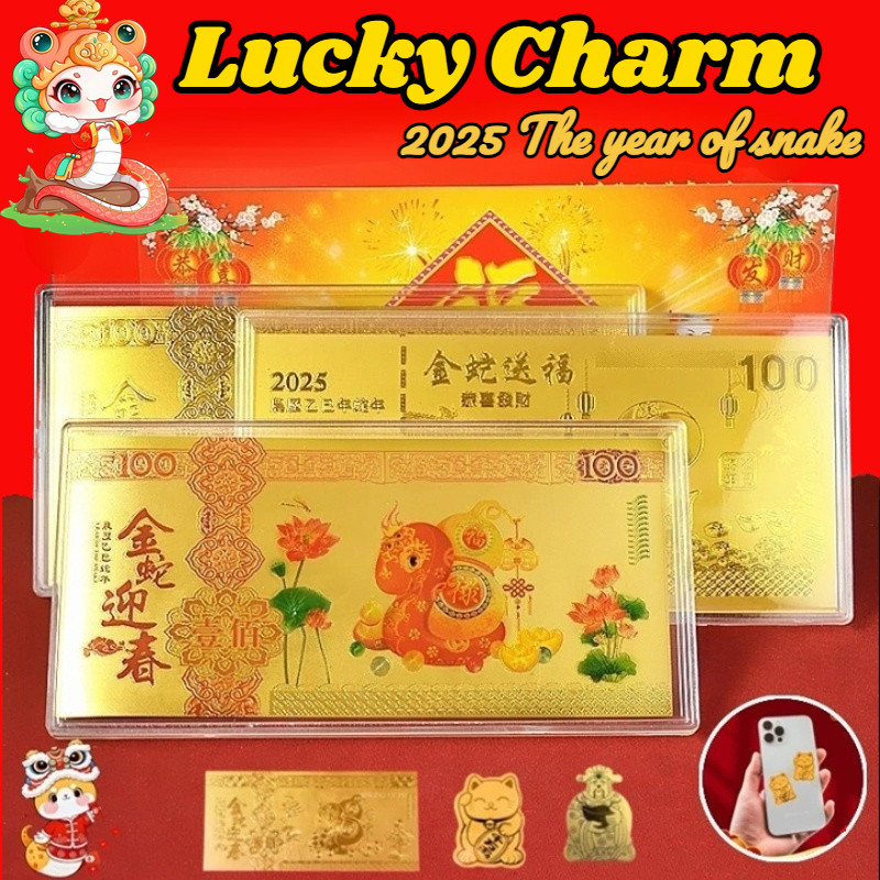 Lucky Charm Year of The Snake Gold Leaf Commemorative Banknote 2025 ...