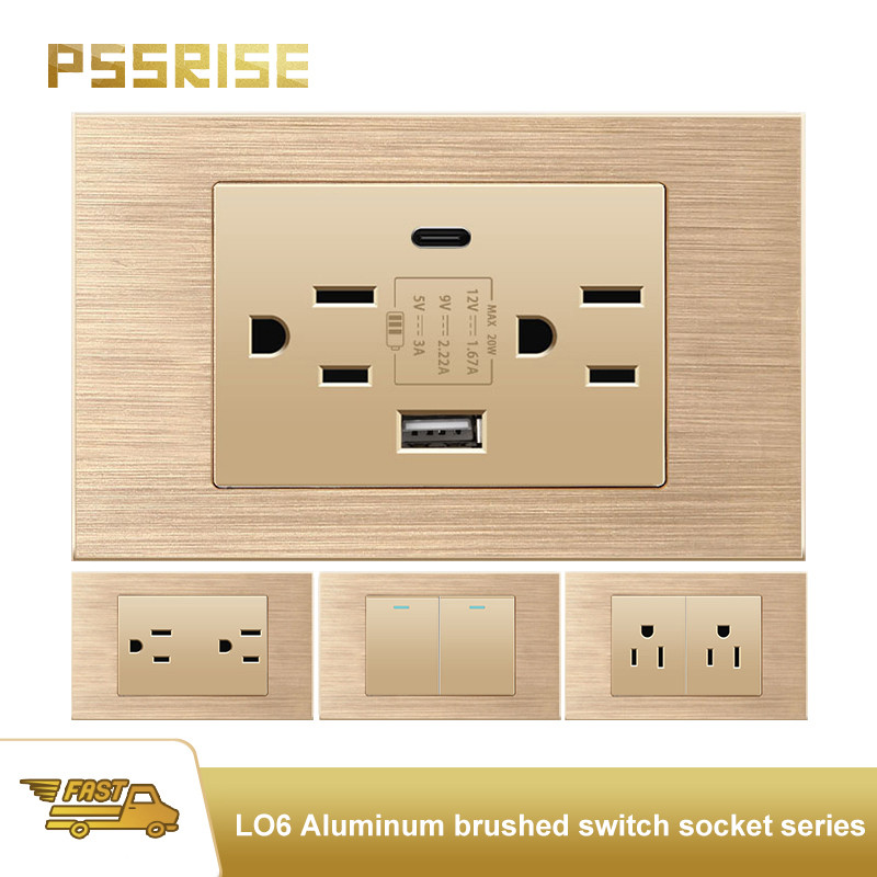 PSSRISE Gold Wall Switch Light Socket / Power Socket Panel High Quality ...