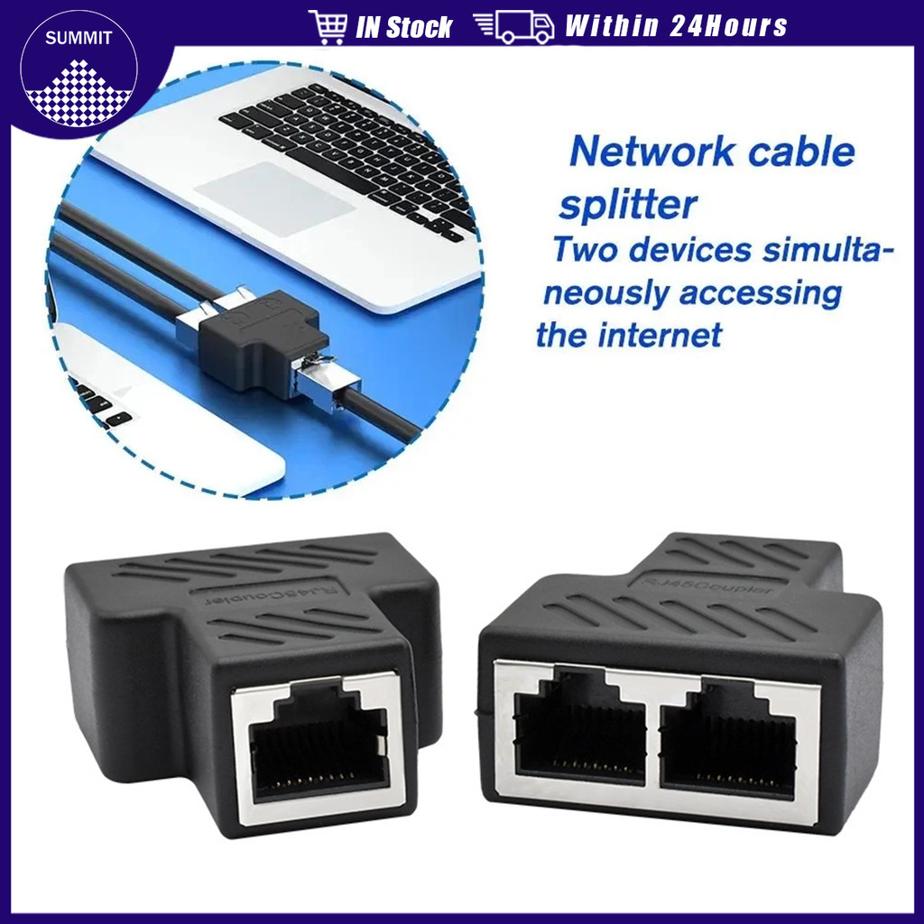 Rj45 Coupler 1 to 2 Network Connector Dual LAN Ethernet Socket Extender ...