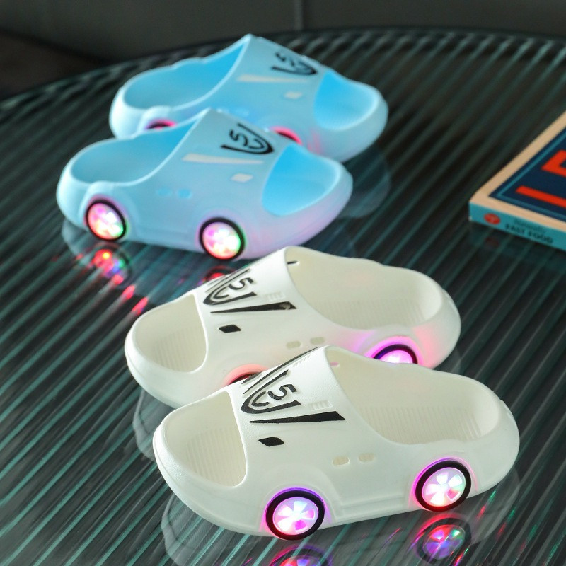 LED Slippers for Kids Girl Boy Luminous Non-slip Cute Cartoon Car ...