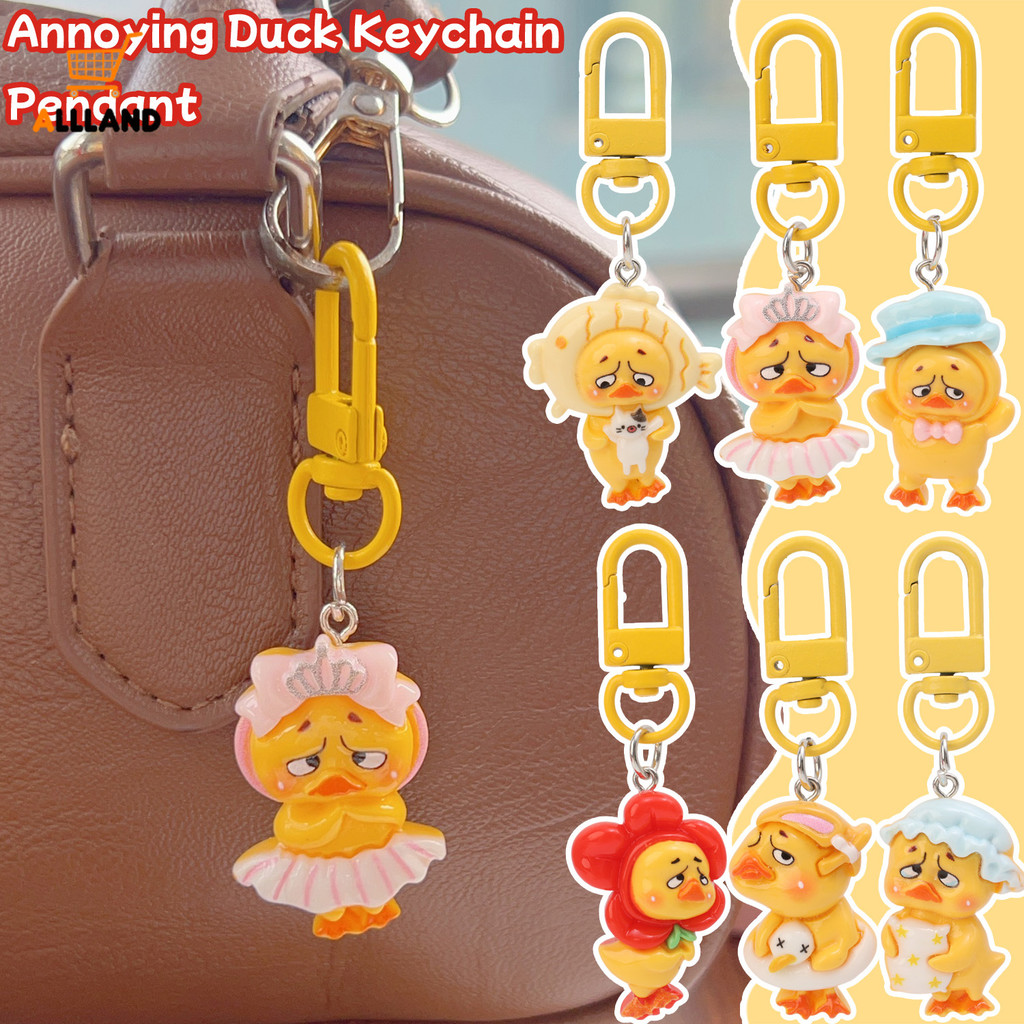 Cartoon Upset Duck Doll Keychain - Upsetduck Yellow Duck Resin Bag ...