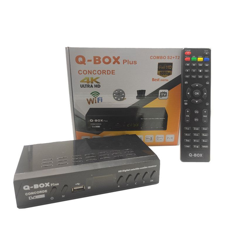 In Stock Africa DVB T2 S2+C Combo decoder HD TV Set-Top Box Q-BOX PLUS ...