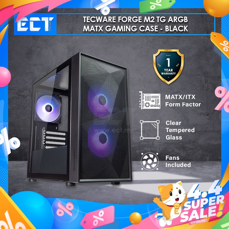Tecware Forge M2 TG ARGB MATX Gaming Case - Black | Shopee Philippines