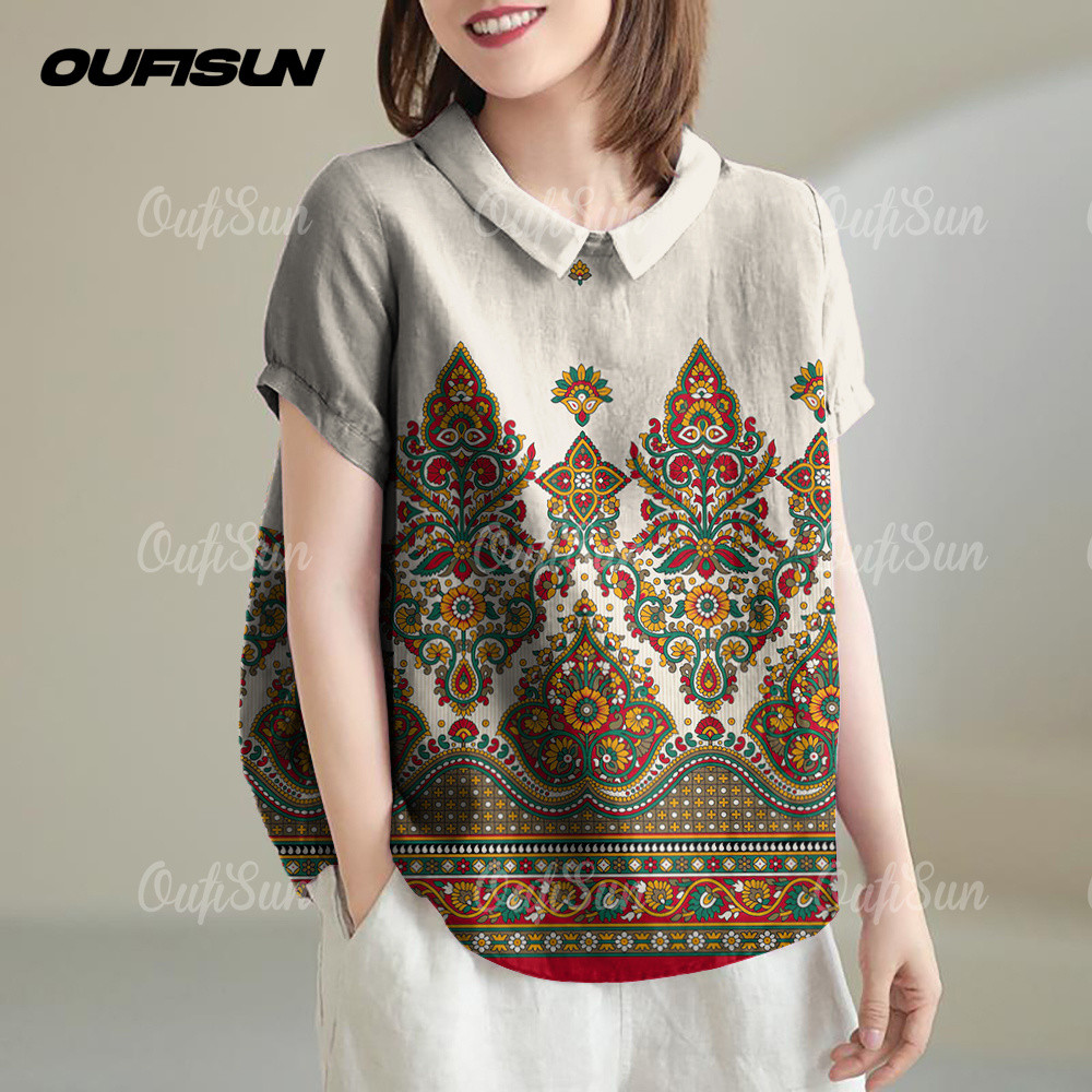 Asean Attire Shirt For Women 2025 Barong Tagalog Blouse Retro Ethnic ...
