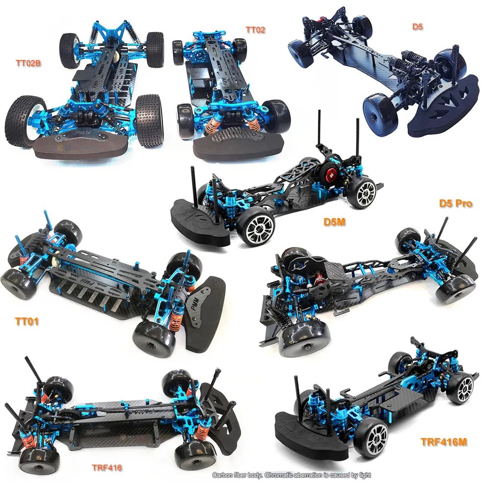 Tamiya Sakura TT02B TT02 TT01 D5 D5S TRF416 1:10 4WD RC Car Carbon Fiber Frame Al Alloy DIY ...