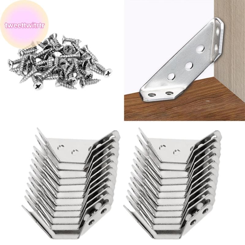 TRITR 12/24PCS Stainless Steel Corner Bracket Furniture Corner ...