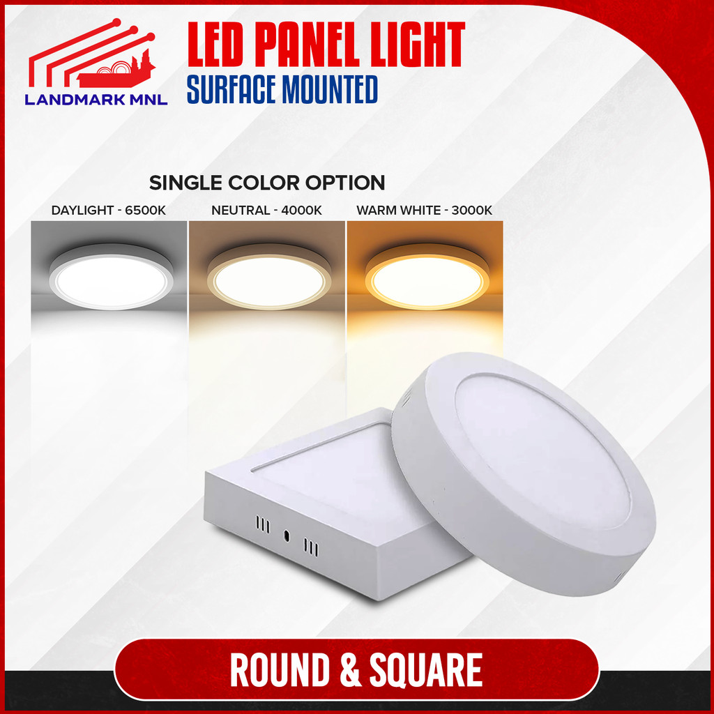 LED Surface Mounted Panel Lights 6w, 12w, 18w, 24w / Round / Square ...