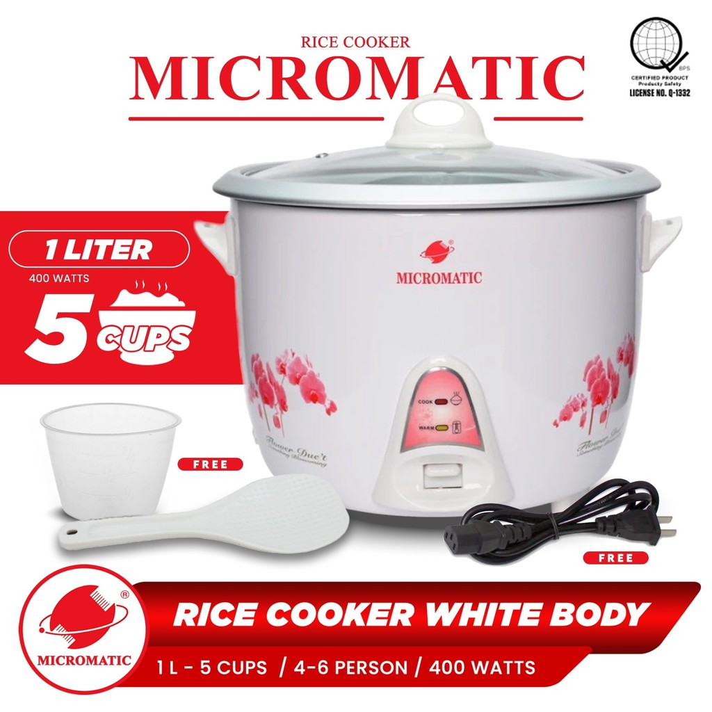 Micromatic Rice Cooker 1 Liter 400w (5 Cups) - Yellow Elephant | Shopee ...