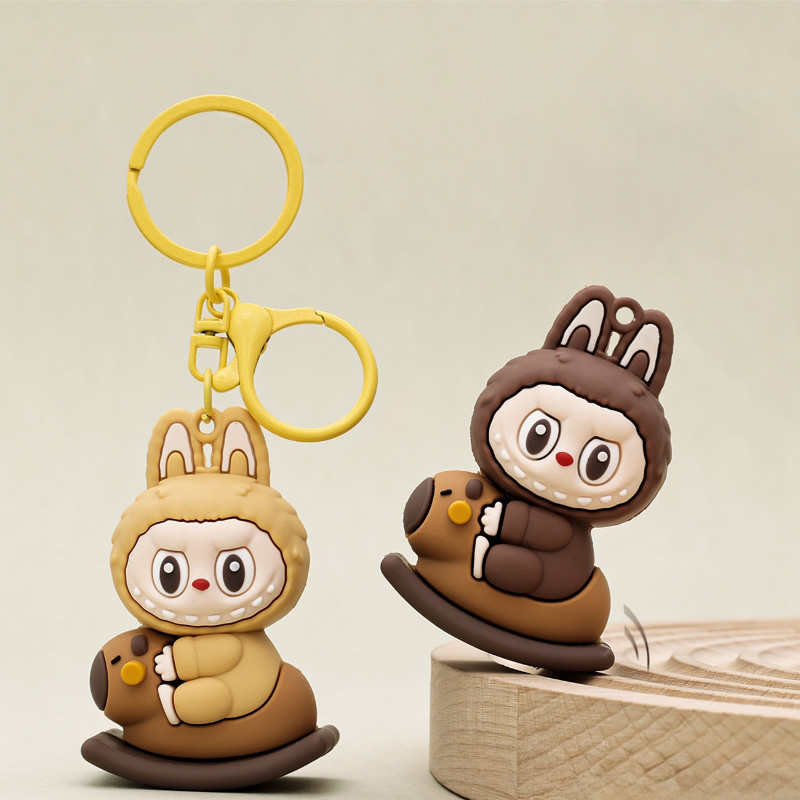 Labubu Rocking Horse Couple Cartoon Cute Pvc Key Pendant Student ...