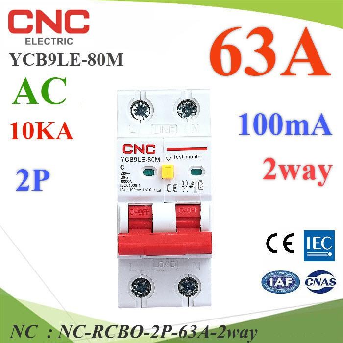 NC 63A 2P RCBO 100mA AC ON-Grid Circuit Breaker L-N Residual Current ...