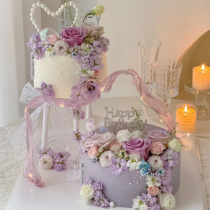 Ins style LED cake decoration ornament suspended pile driving plate ...