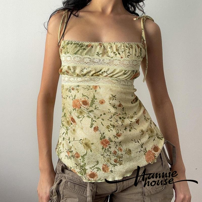 HANNIE House- Women´s Vintage Slim Patchwork Lace Square Neck Floral ...