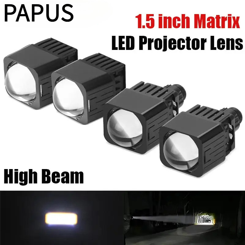 1PC 1.5 inch Matrix Bi Led Projector Lens Headlights High Beam 10000LM ...