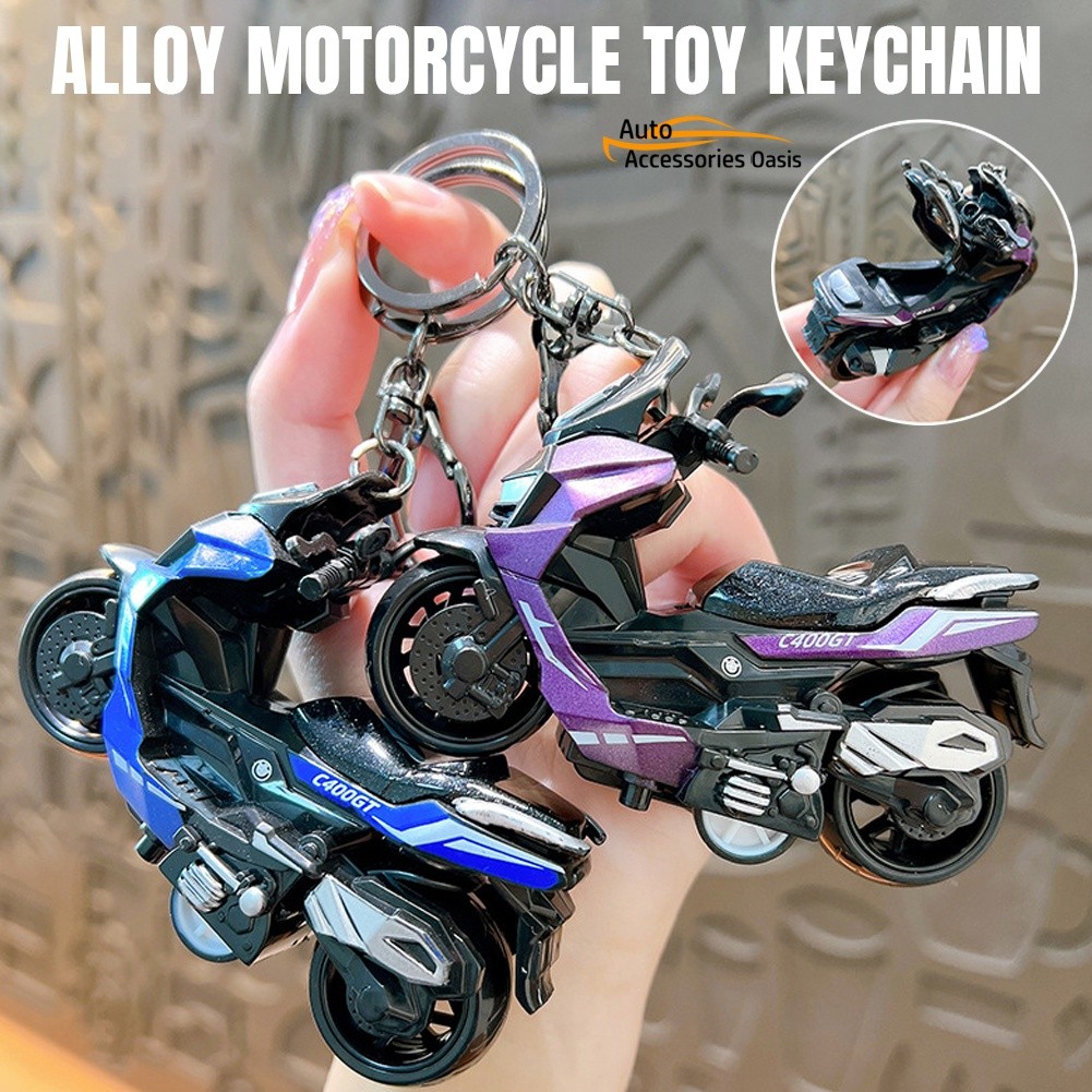 Motorcycle Keychain Alloy Pull Back Wheel Motorcycle Keychain ...