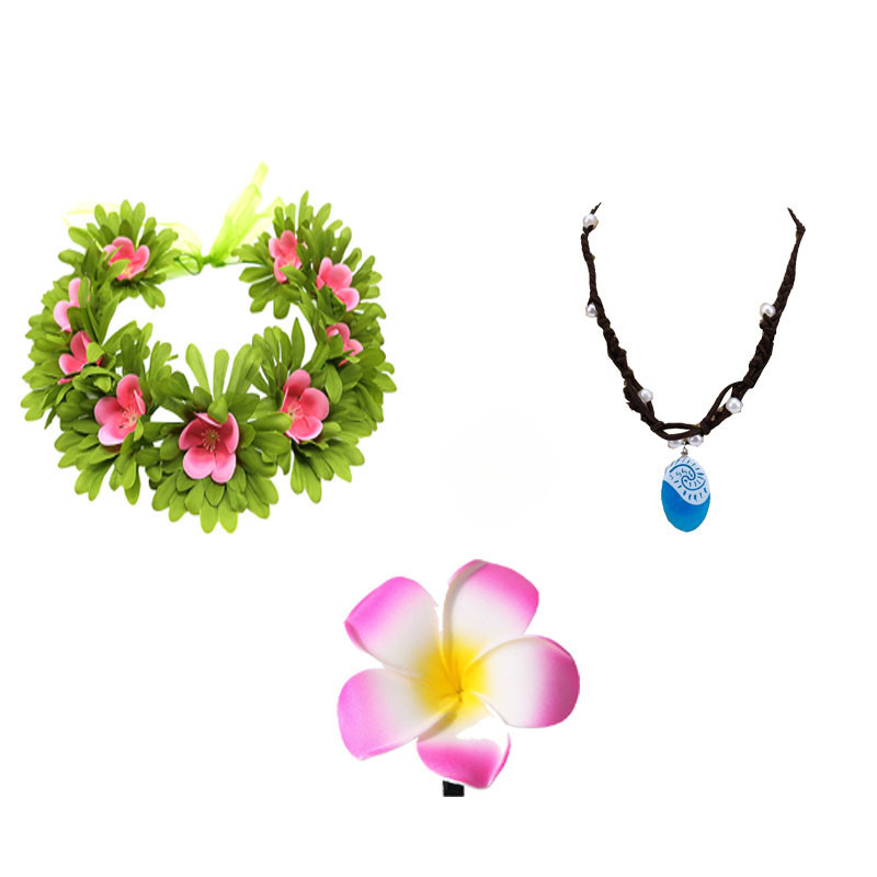 Gilrs Princess Moana Wreath and Necklace Flower Clip Dress Up Set ...