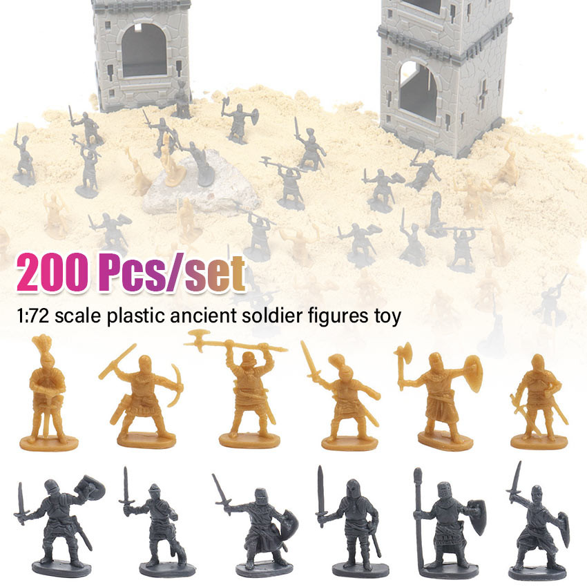 200Pcs Plastic Ancient Soldier Figures Toy 1:72 Medieval Knight ...