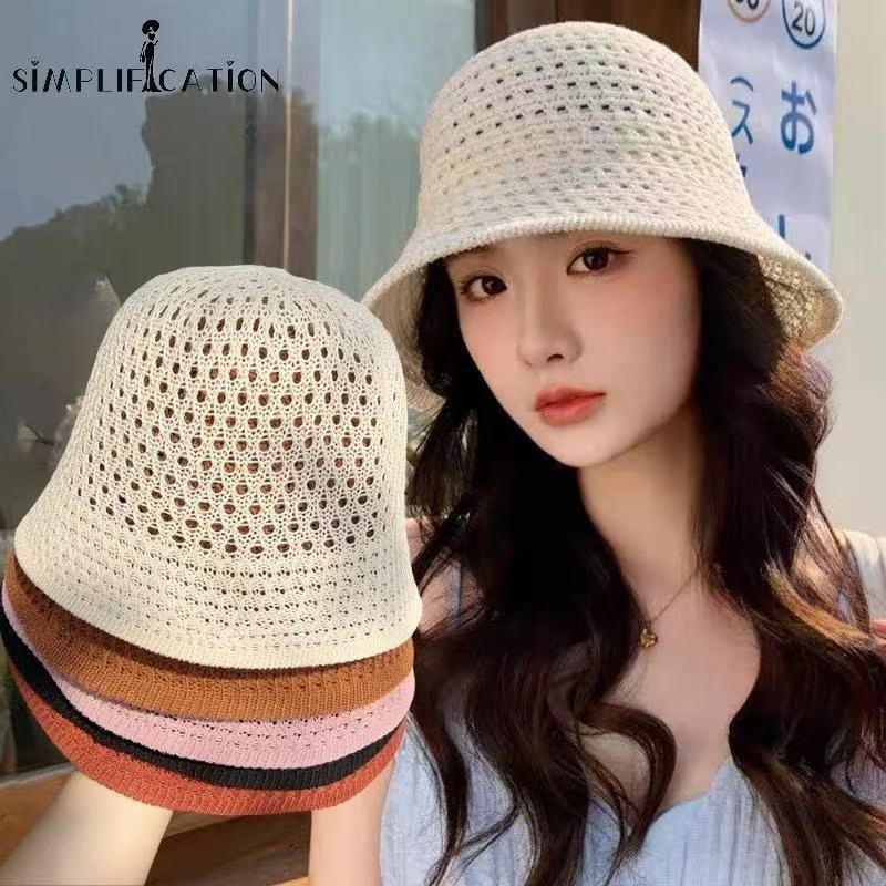 efshop 】Night Cap Beach Hat Ribbon Straw Bucket Hat Summer Thin Style ...