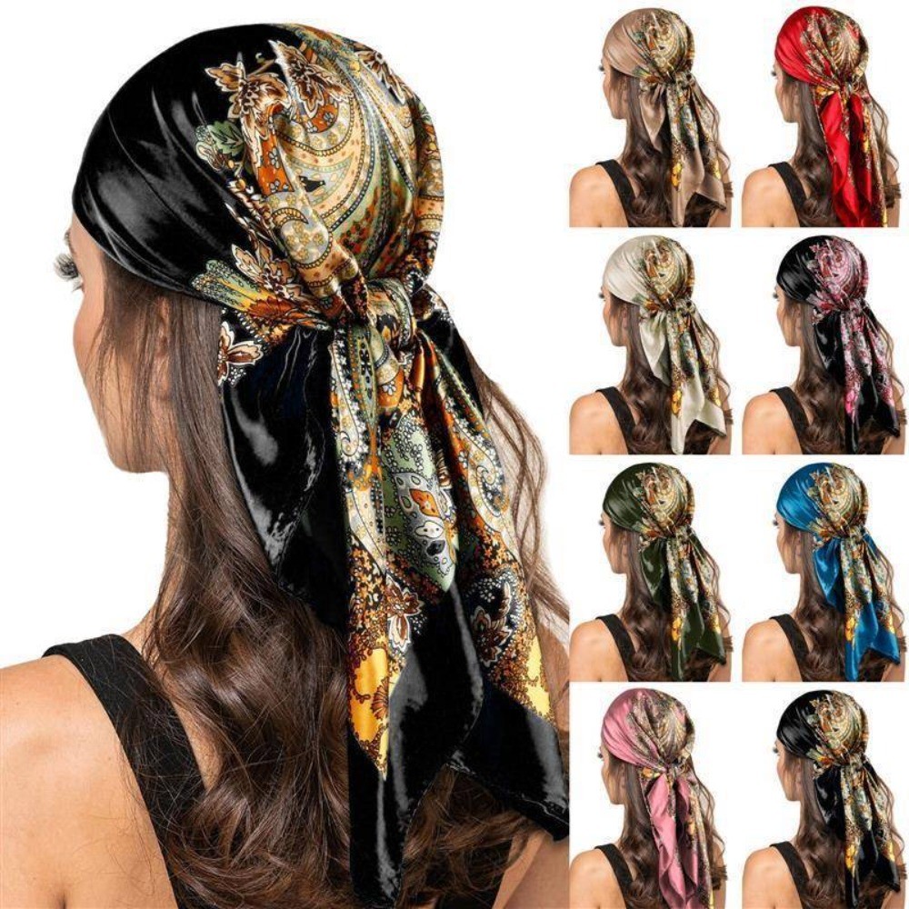 Women Fashion Satin Square Head Scarf Lightweight Neck | Shopee Philippines