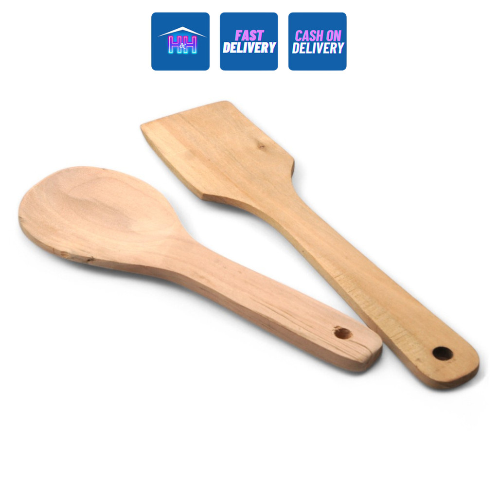 HH Flat Wooden Rice Paddle Spatula Natural Wood Turner Sandok | Shopee ...