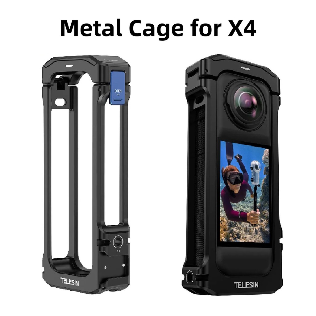 TELESIN Aluminium Alloy Frame Case For Insta 360 X4 Vertical shot Low ...