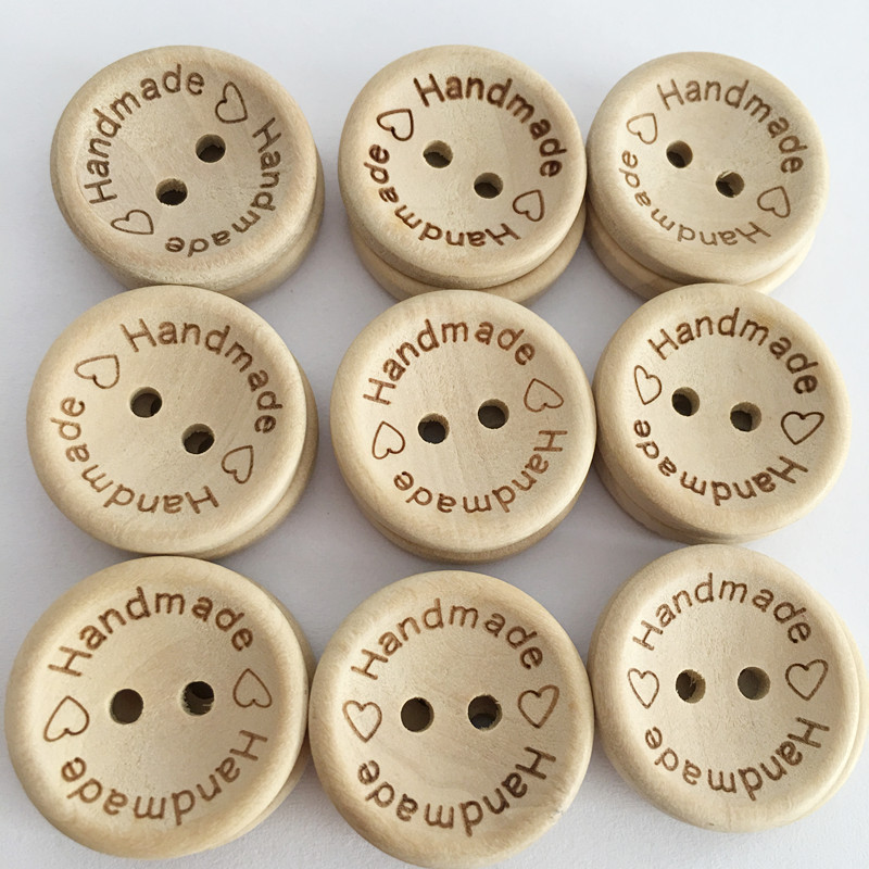 50pcs/pack 15mm 25mm Handmade with Love Sewing Button Scrapbooking ...
