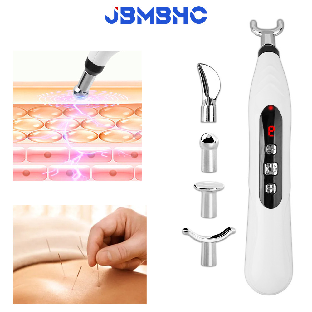Electric Current Stimulation Acupuncture Massage Pen with 5 Heads ...