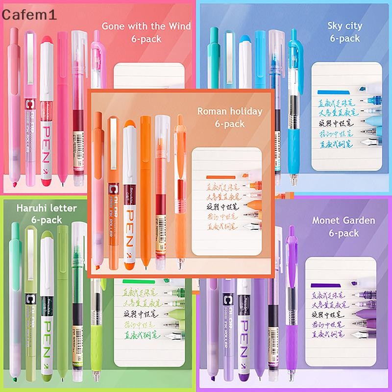 Cfph 6Pcs/Set Roller Pen Purple / Pink / Green Color Ink Straight ...