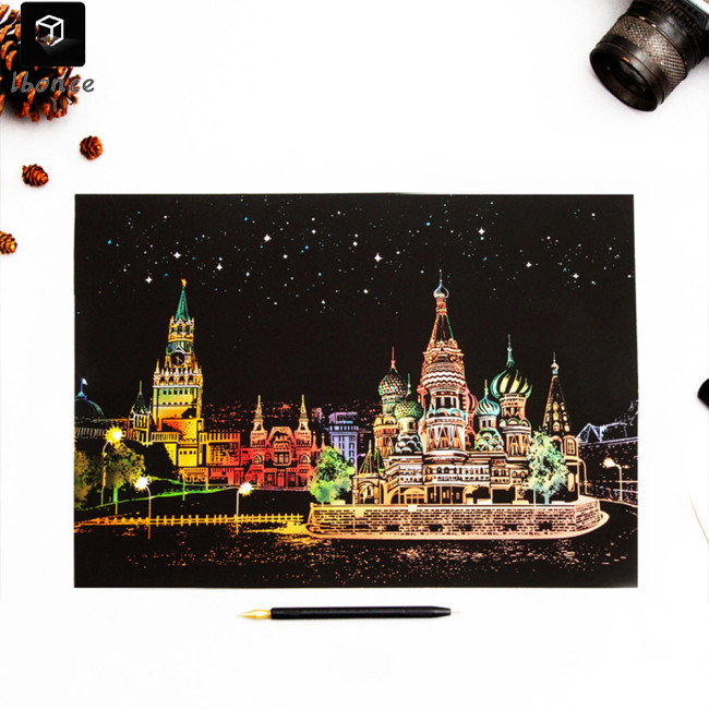 Scratch Paper Colorful City Night Scene Landscape Scratch Painting ...
