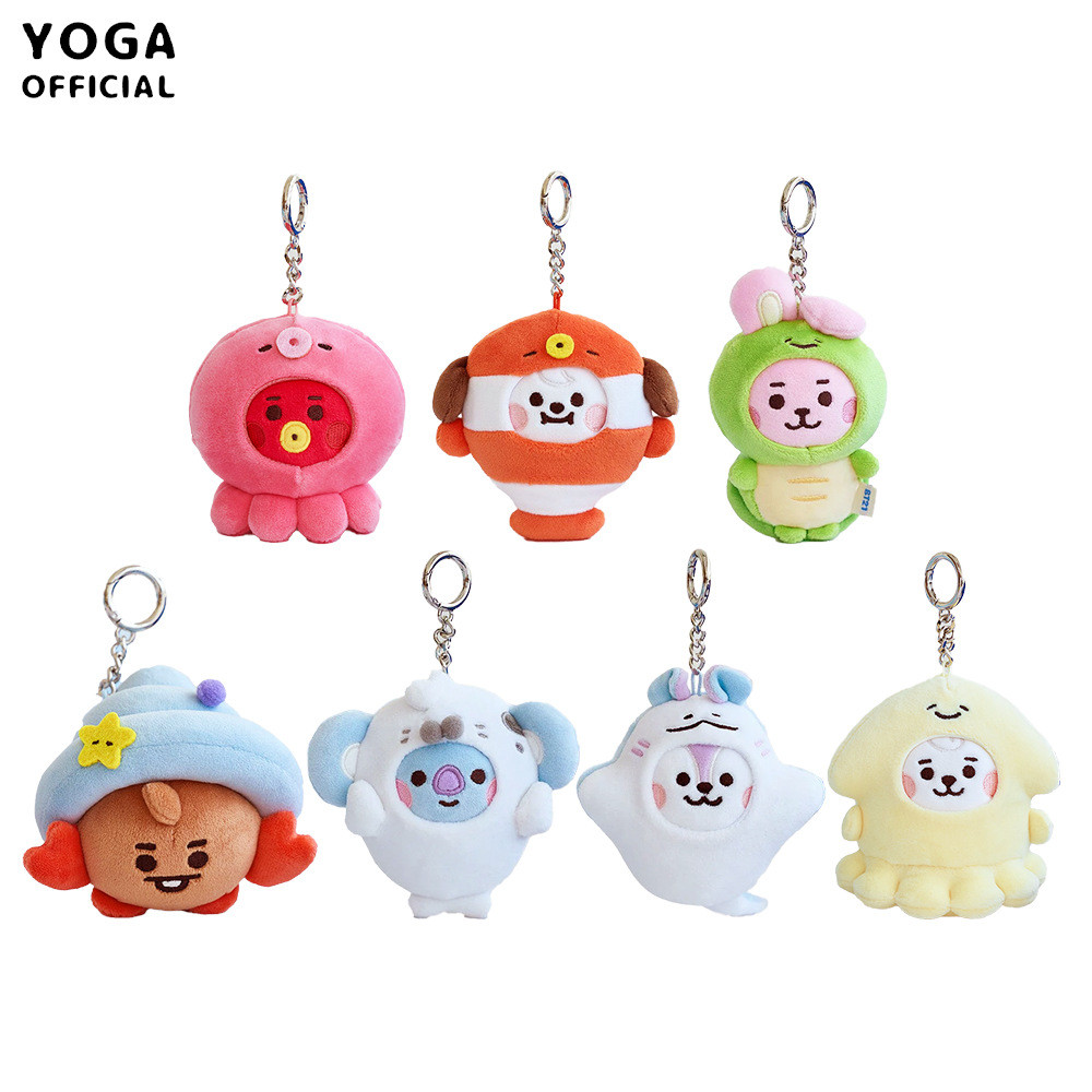 BTS BT21 Ocean Friends Series Plush Doll Cooky Koya RJ Mini Plush Keychains Bag Pendant Kids ...