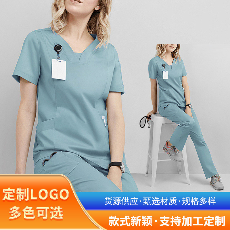 2024 New Scrub Suit Operating Room Nurses' Uniform Suit Beauty Salon ...