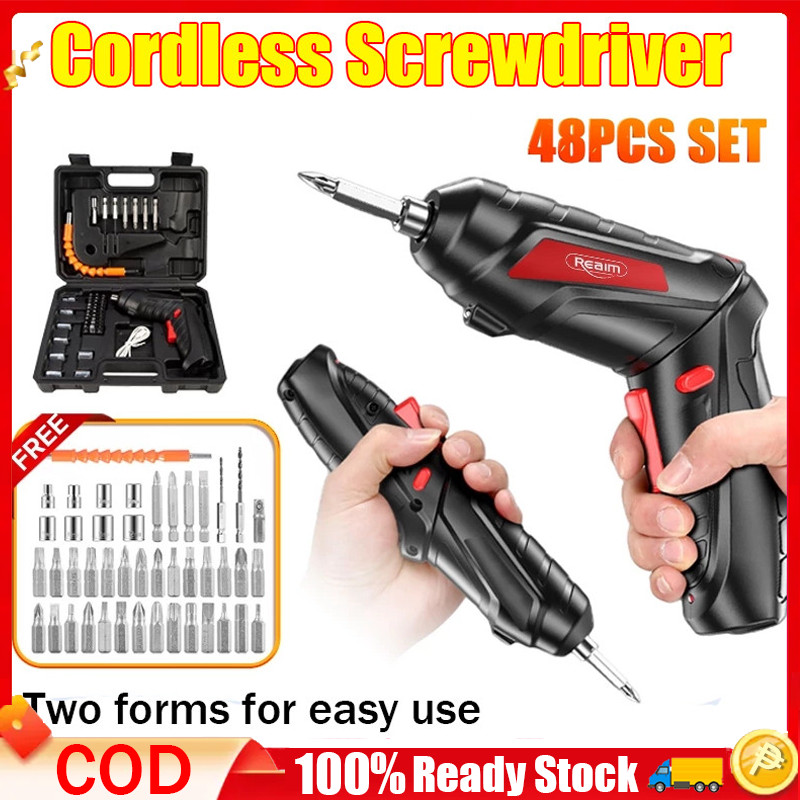 Cordless Screwdriver 48PCS Set DIY Electric Barena Drill Set ...