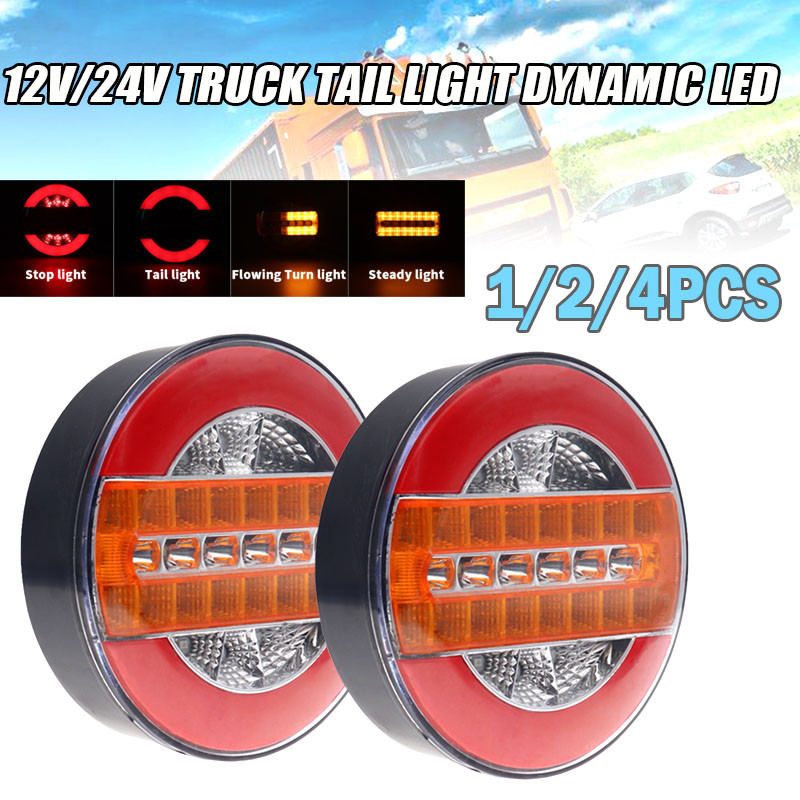 1/2/4Pcs Waterproof LED Trailer Truck Rear Tail Taillight Reverse Brake ...