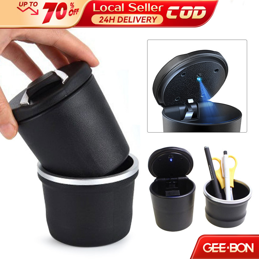 GEEBON Car Portable Trash Bin With LED Light Cup Storage Holder ...