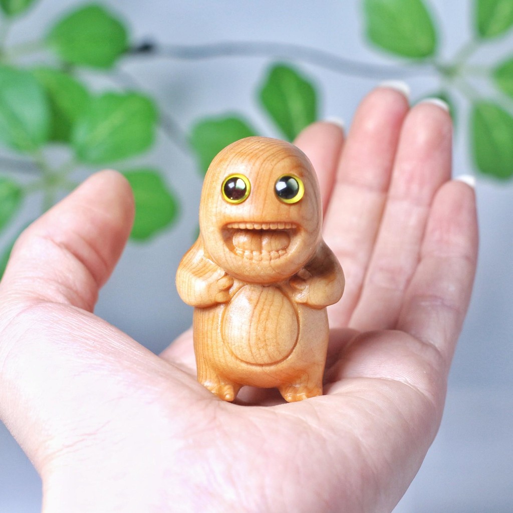 Yaba Wood Carving Cute Little Yellow Duck Handle Piece Middle Finger ...